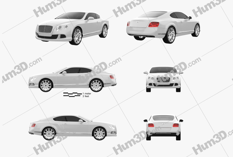 Bentley Continental GT 2015 Blueprint Template - 3DModels.org