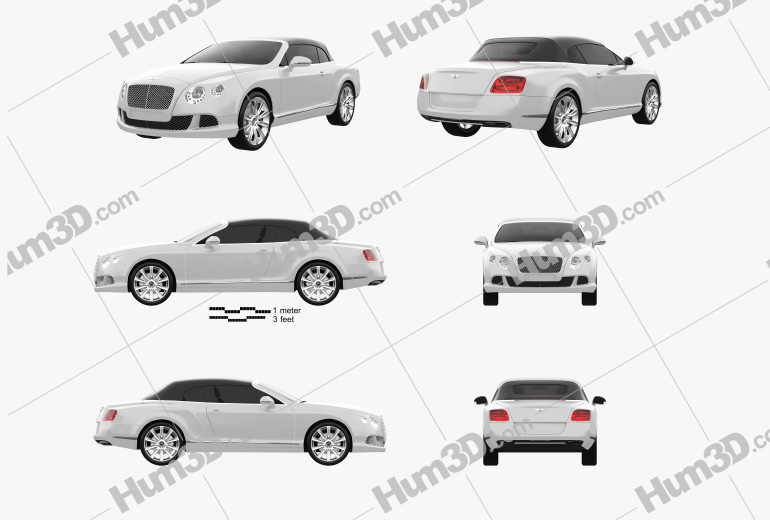 Bentley Continental GT convertible 2015 Blueprint Template - 3DModels.org