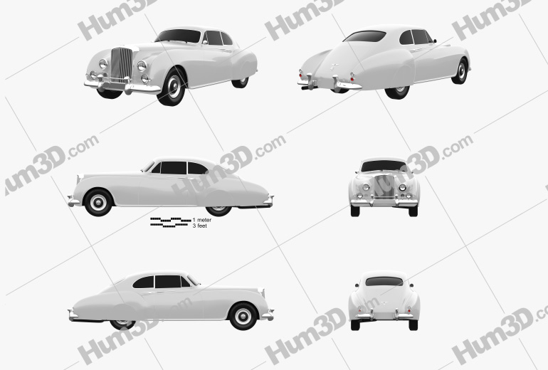 Bentley R-Type Continental 1952 Blueprint Template - 3DModels.org