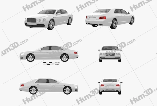 Bentley Flying Spur blueprints Download in PNG - 3DModels.org