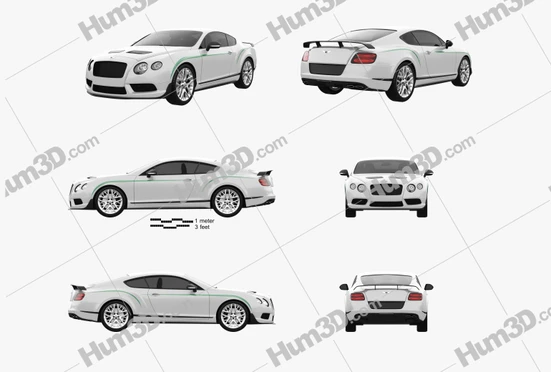 Bentley Continental blueprints Download in PNG - 3DModels.org