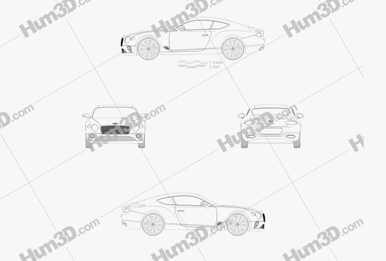 Bentley Continental blueprints Download in PNG - 3DModels.org