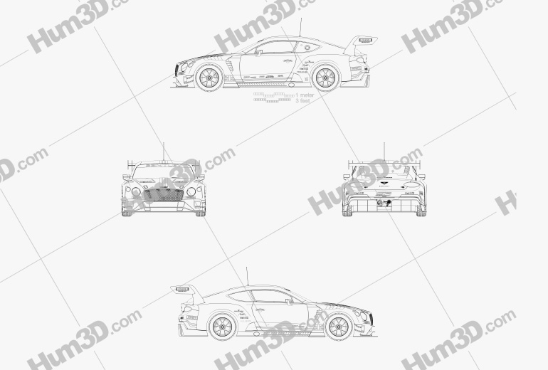Bentley Continental GT3 2022 Чертеж - 3DModels.org