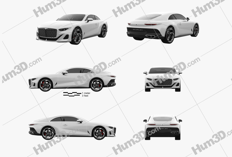 Bentley Mulliner Batur 2022 Blueprint Template - 3DModels.org