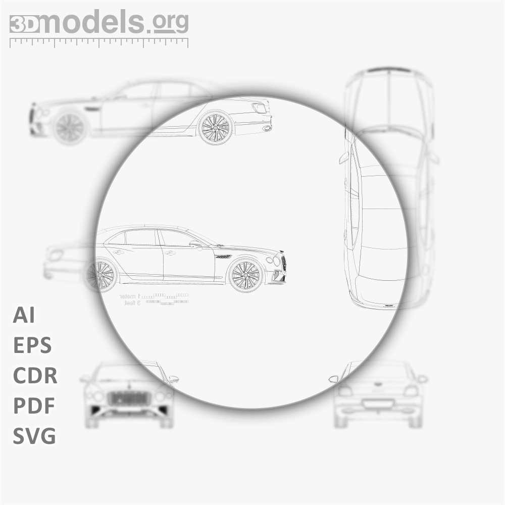 Bentley Flying Spur Mulliner 2025 Vector Blueprint - 3DModels.org