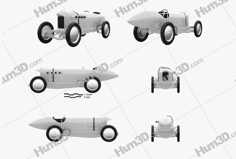 Benz Blitzen 1909 Blueprint Template - 3DModels.org