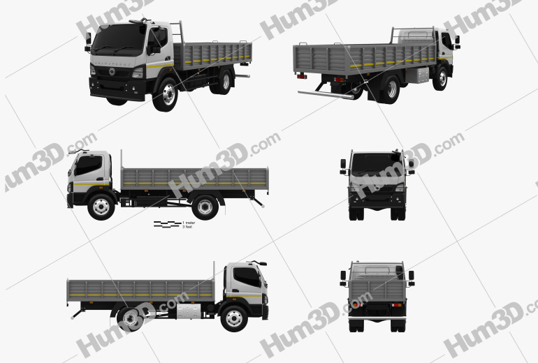BharatBenz MDT 1015R Flatbed Truck 2019 Blueprint Template - 3DModels.org