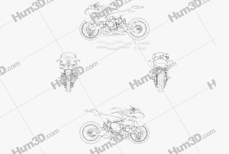 Bimota Vyrus 986 M2 2015 Blueprint - 3DModels.org