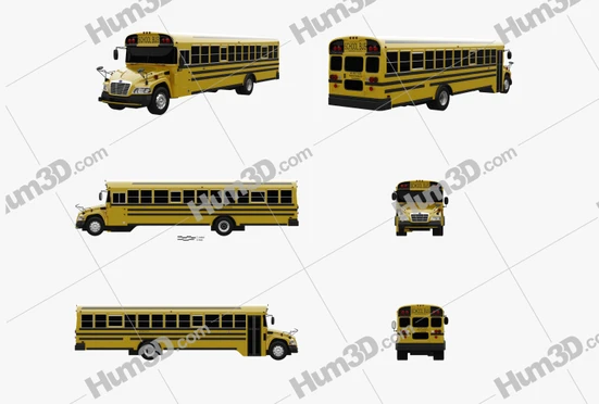 Blue Bird bus blueprints Download in PNG - 3DModels.org