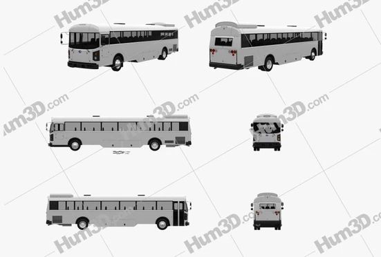 Blue Bird bus blueprints Download in PNG - 3DModels.org