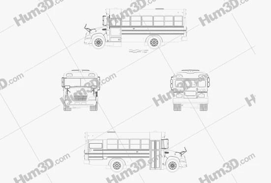 School bus blueprints Download in PNG - 3DModels.org