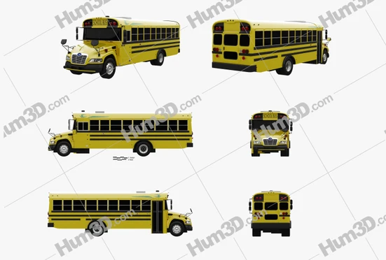Blue Bird bus blueprints Download in PNG - 3DModels.org