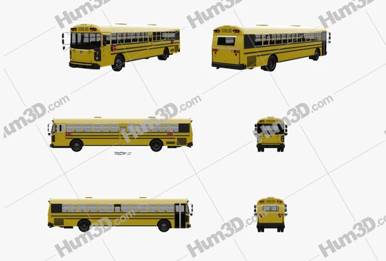 Blue Bird bus blueprints Download in PNG - 3DModels.org