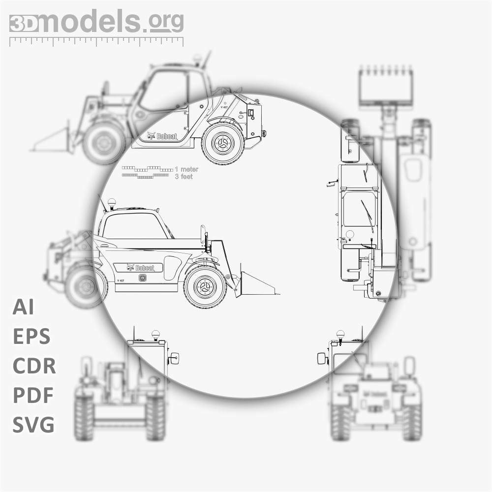 Bobcat Versahandler V417 Telehandler 2014 Vector Blueprint - 3DModels.org