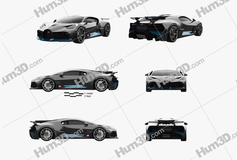 Bugatti Divo 2020 Blueprint Template - 3DModels.org