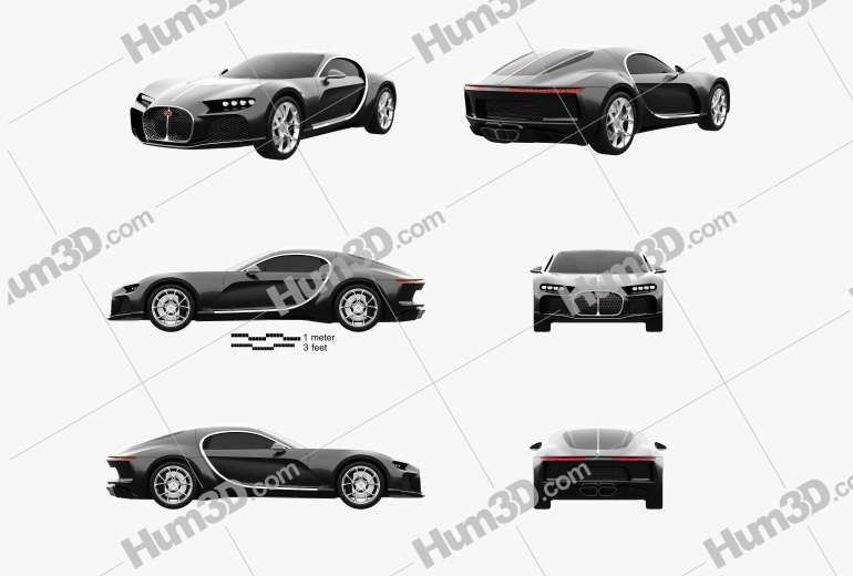Bugatti Atlantic 2016 Blueprint Template - 3DModels.org