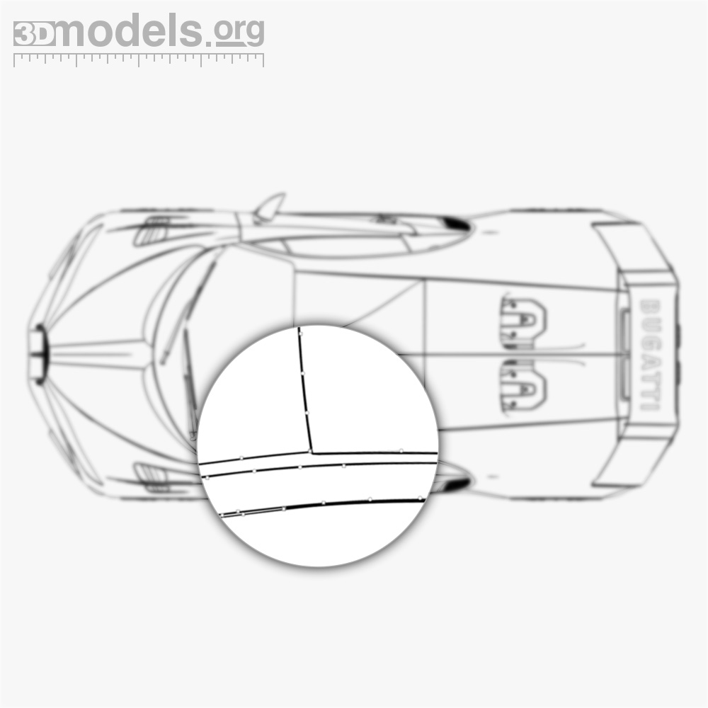 Bugatti Chiron Pur Sport 2023 Vector Blueprint - 3DModels.org