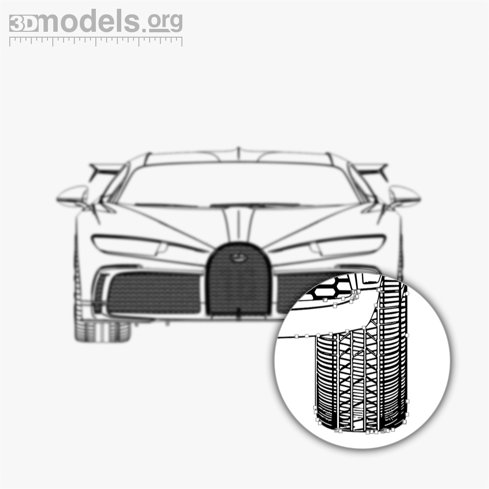Bugatti Chiron Pur Sport 2023 Vector Blueprint - 3DModels.org