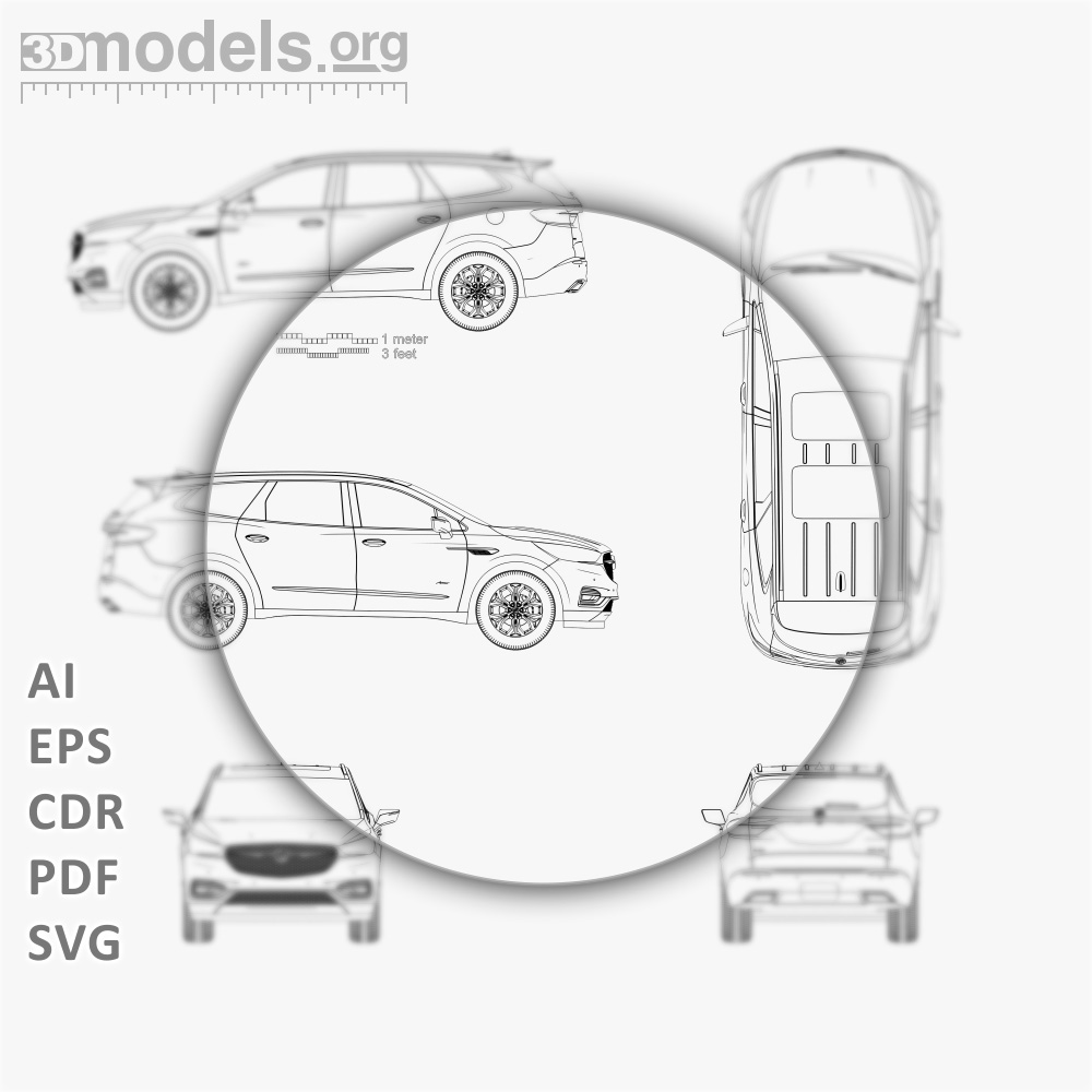 Buick Enclave Avenir 2020 Vector Blueprint - 3DModels.org