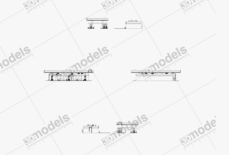 Gulf gas station 001 Blueprint - 3DModels.org