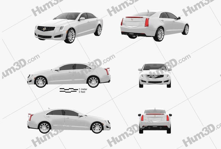 Cadillac ATS 2016 Blueprint Template - 3DModels.org
