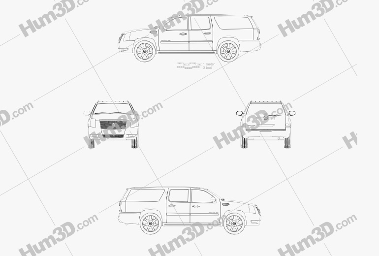 Cadillac Escalade ESV 2013 Blueprint - 3DModels.org