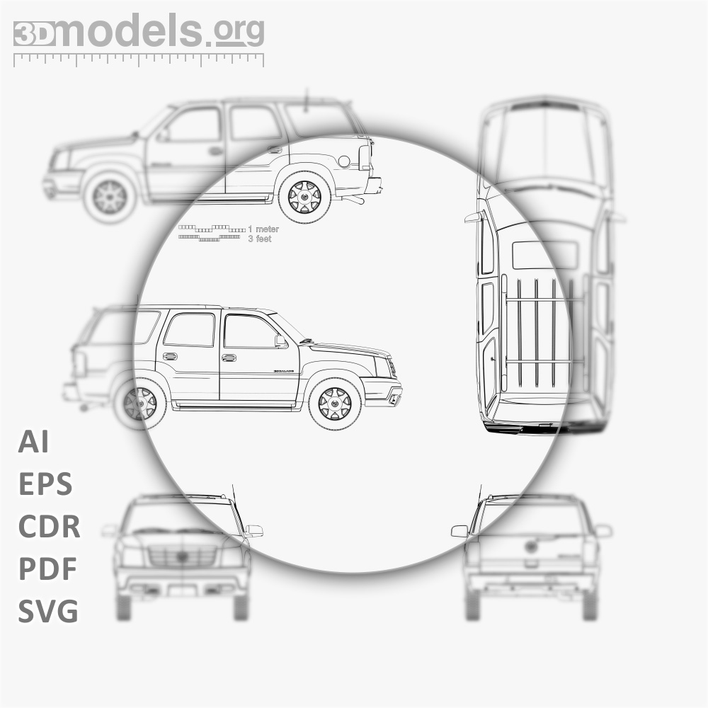Cadillac Escalade 2006 Vector Blueprint - 3DModels.org