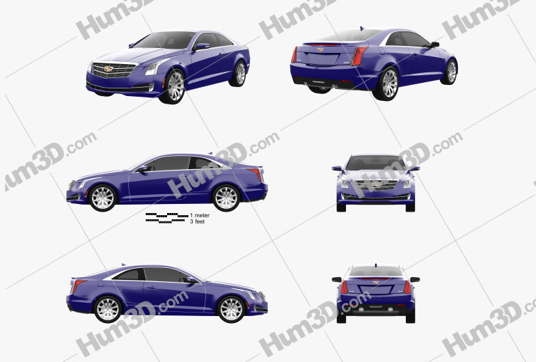 Cadillac ATS coupe 2018 Blueprint Template - 3DModels.org