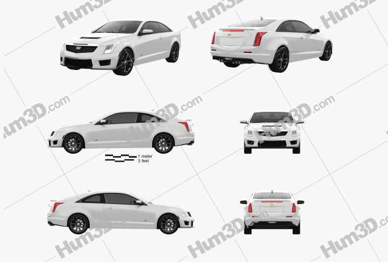 Cadillac ATS-V coupe 2018 Blueprint Template - 3DModels.org