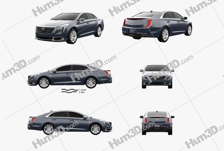 Cadillac XTS 2020 Blueprint Template - 3DModels.org