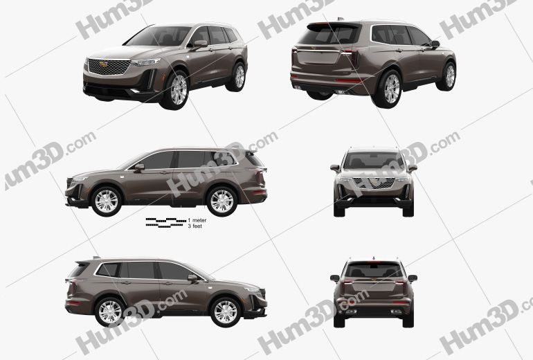 Cadillac XT6 Luxury 2022 Blueprint Template - 3DModels.org