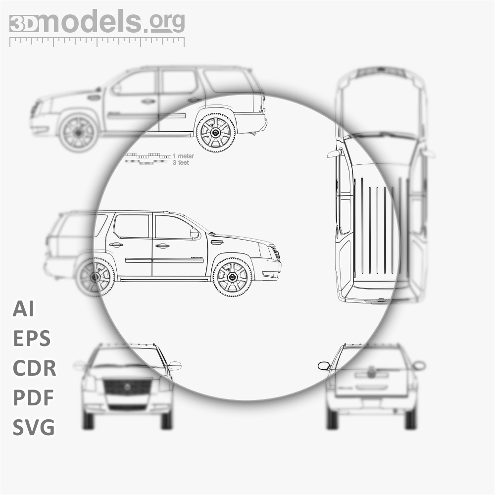 Cadillac Escalade 2014 Vector Blueprint - 3DModels.org