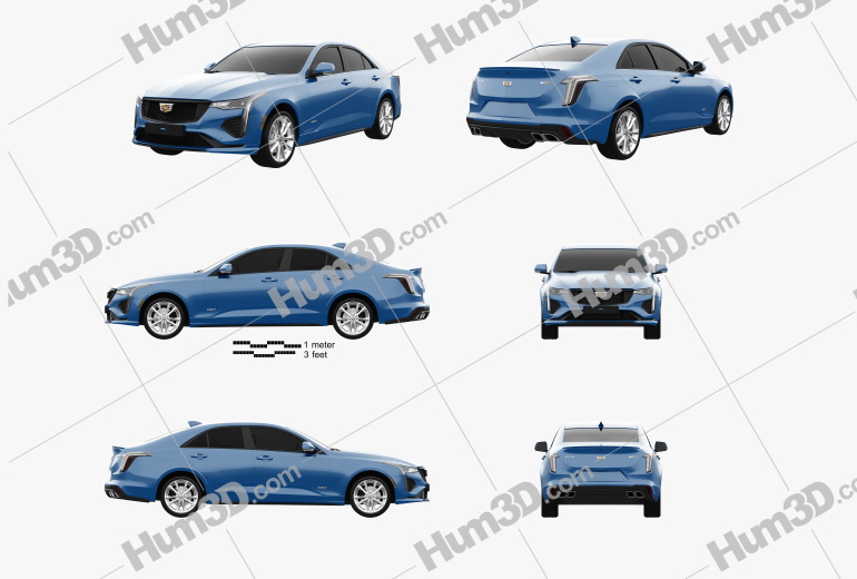 Cadillac CT4 V 2022 Blueprint Template - 3DModels.org