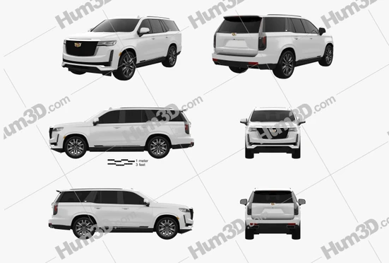 Cadillac Escalade blueprints Download in PNG - 3DModels.org