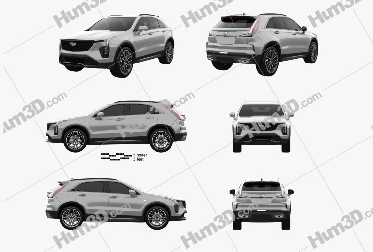 Cadillac XT4 Sport US-spec 2024 Blueprint Template - 3DModels.org