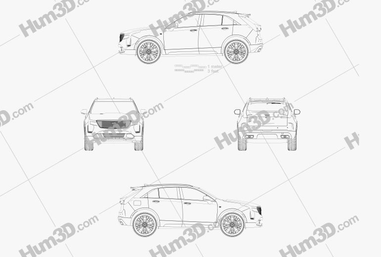 Cadillac XT4 Sport US-spec 2024 Blueprint - 3DModels.org