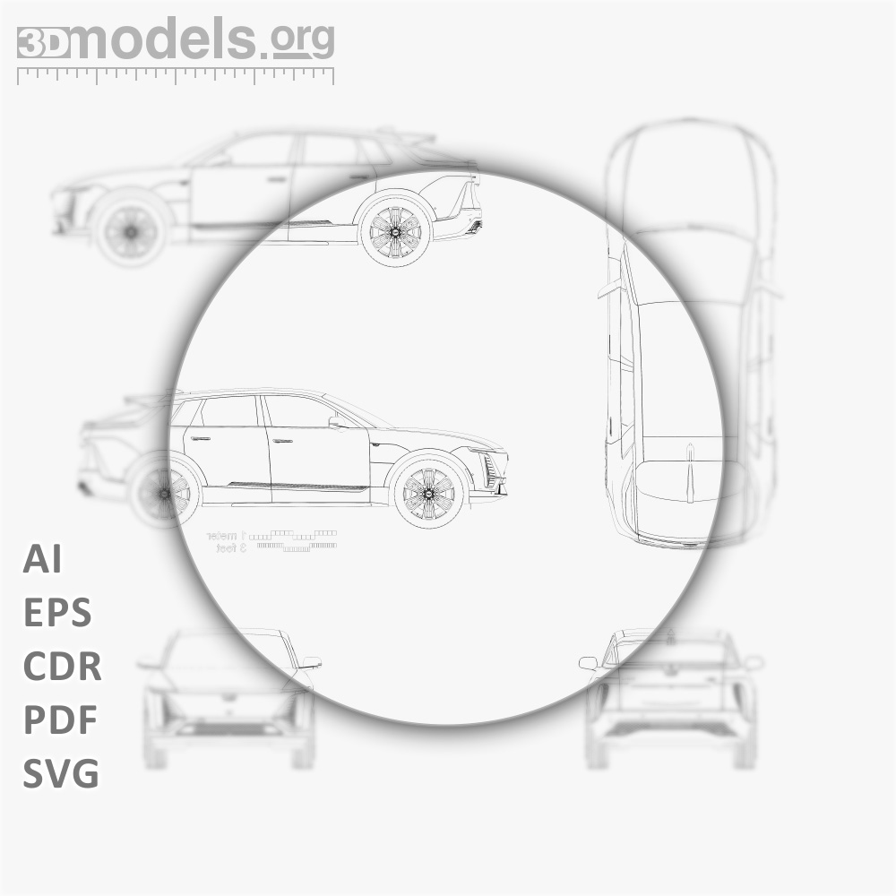 Cadillac Lyriq V 2025 Vector Blueprint - 3DModels.org
