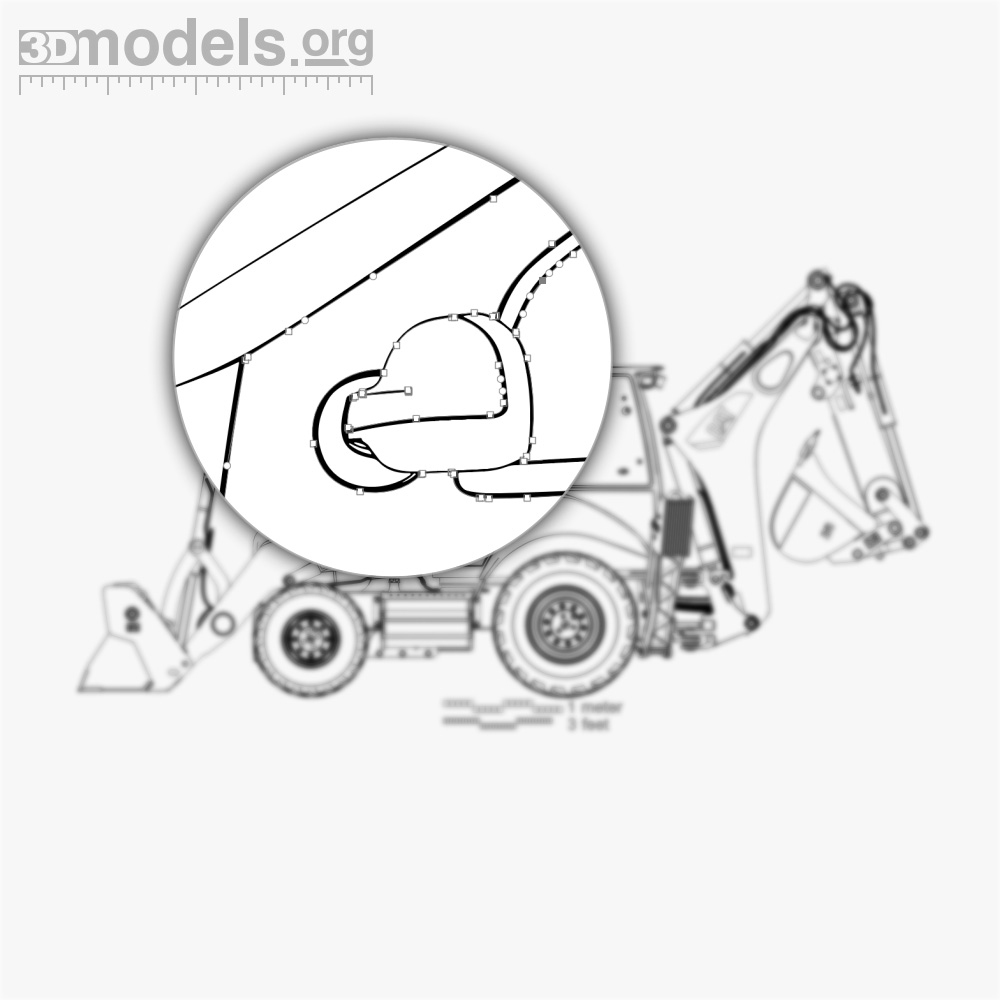 Caterpillar 420F Backhoe Loader 2014 Vector Blueprint - 3DModels.org