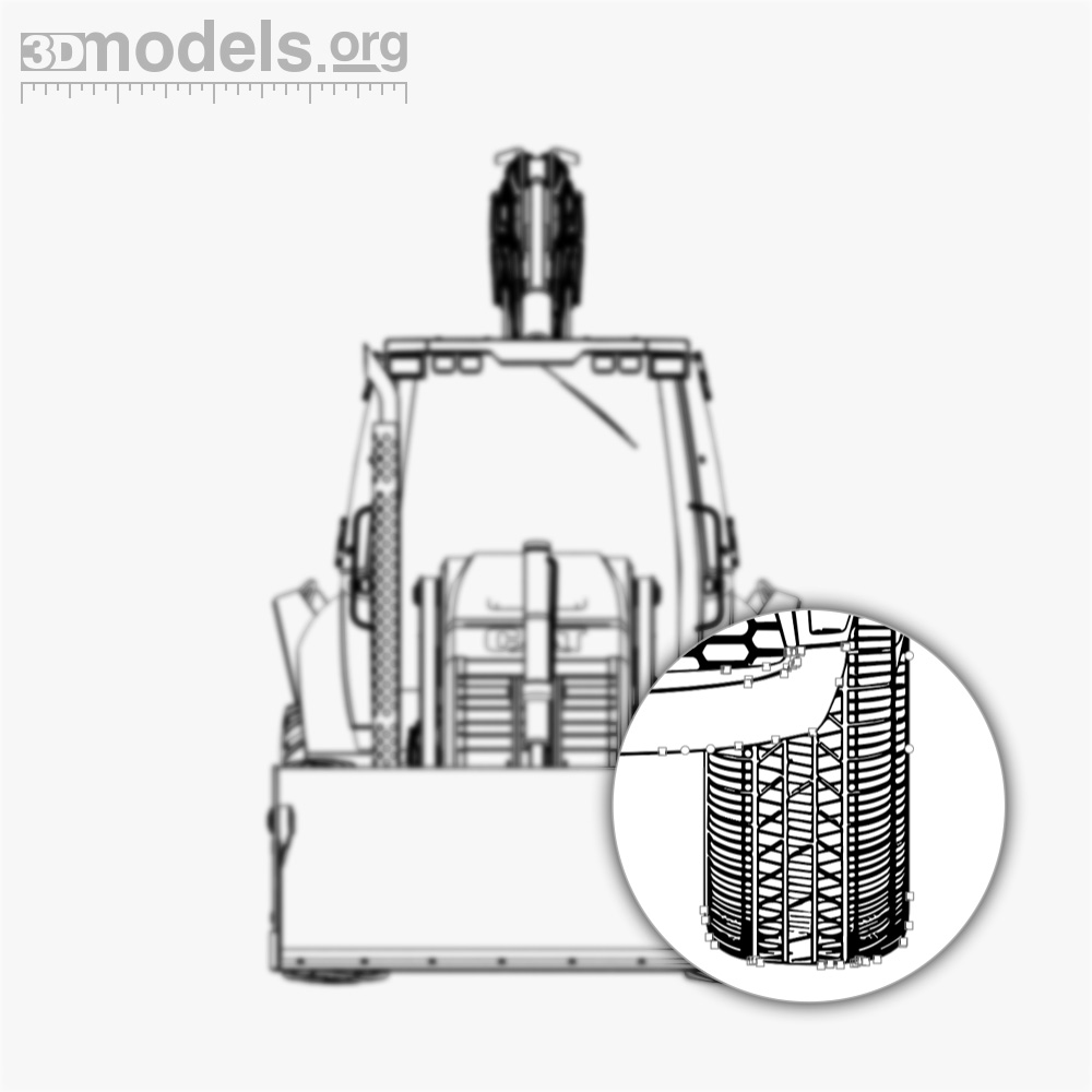 Caterpillar 420F Backhoe Loader 2014 Vector Blueprint - 3DModels.org
