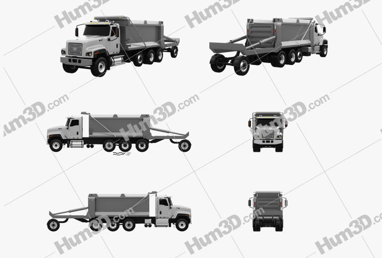 Caterpillar CT681 Dump Truck 2014 Blueprint Template - 3DModels.org