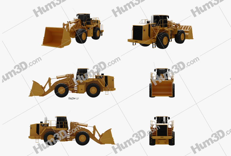 Caterpillar 988H Wheel Front Loader 2008 Blueprint Template - 3DModels.org