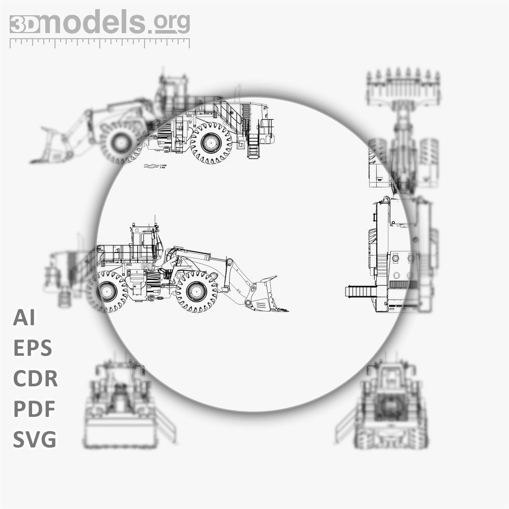 Caterpillar 992K Wheel Front Loader 2010 Vector Blueprint - 3DModels.org