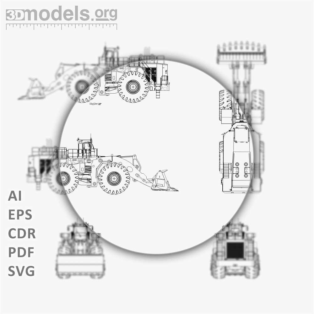 Caterpillar 994H Wheel Front Loader 2012 Vector Blueprint - 3DModels.org