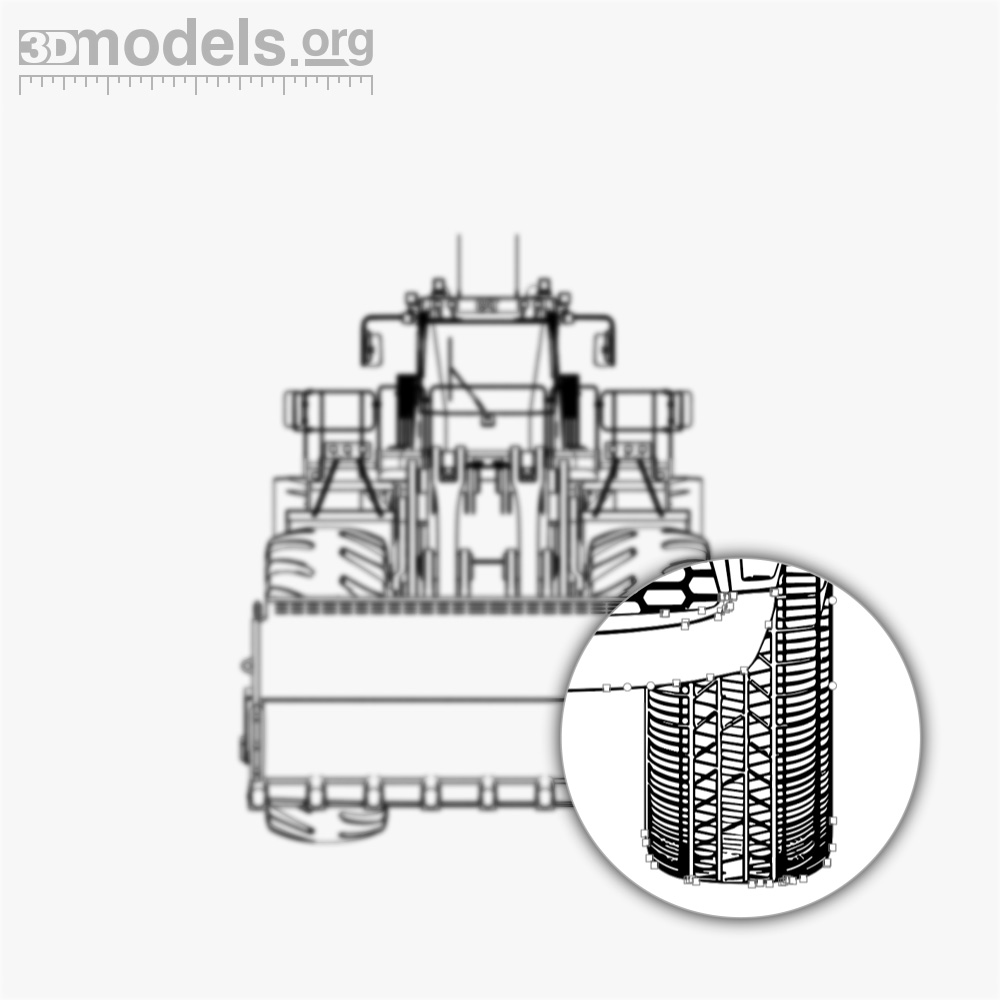 Caterpillar 994H Wheel Front Loader 2012 Vector Blueprint - 3DModels.org