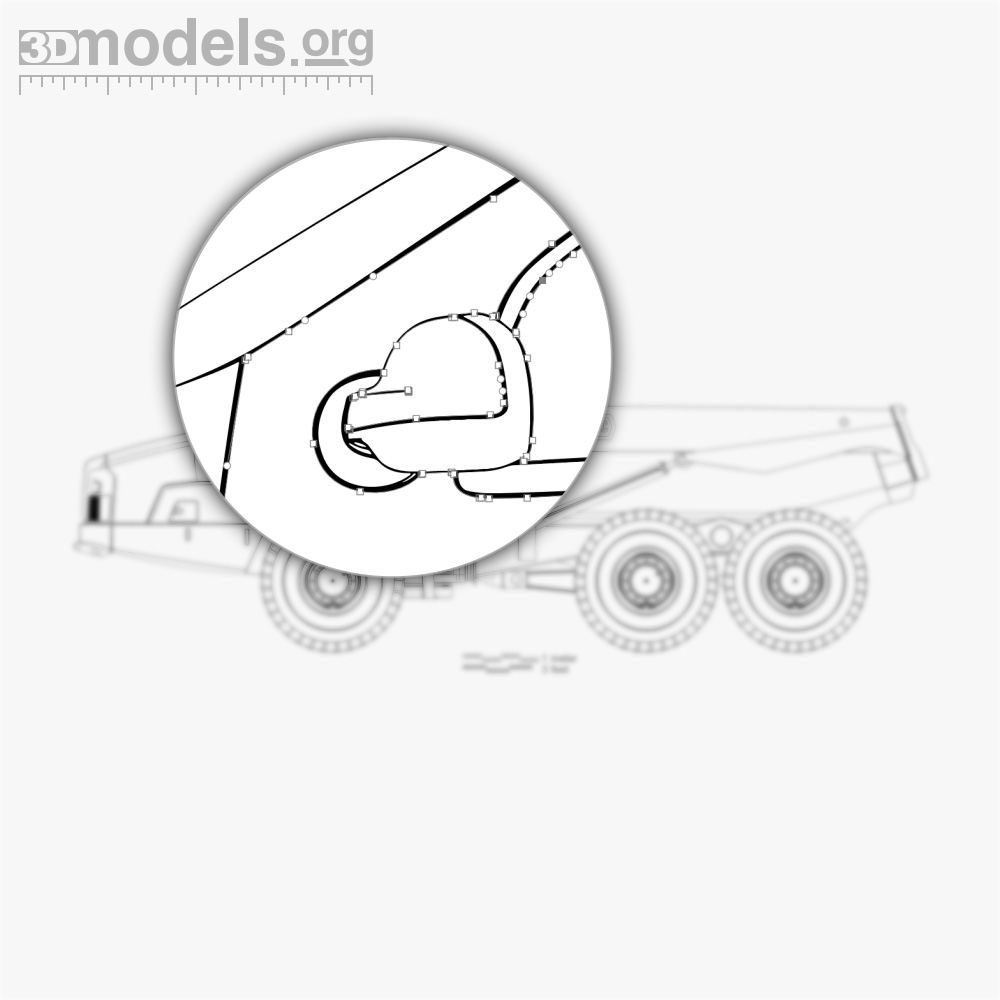 Caterpillar 740 GC Articulated Truck 2022 Vector Blueprint - 3DModels.org