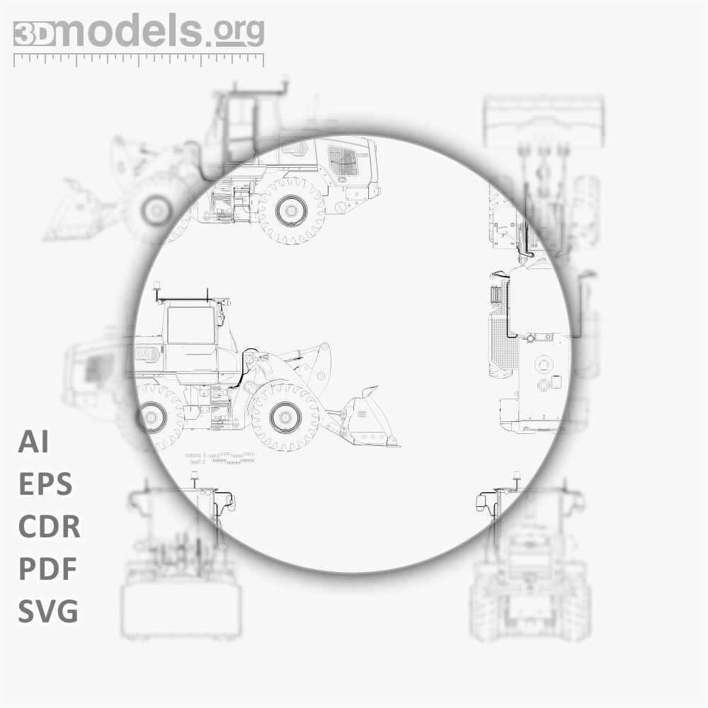 Caterpillar 926M Wheel Loader 2025 Vector Blueprint - 3DModels.org