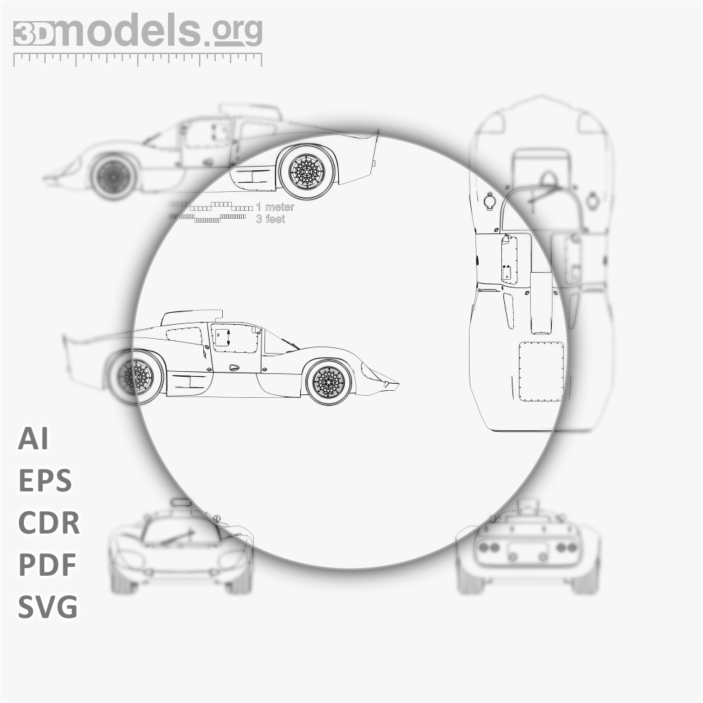 Chaparral 2D Race Car 1966 Vector Blueprint - 3DModels.org