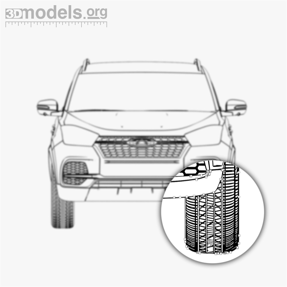 Chery Tiggo 4 RU-spec 2023 Vector Blueprint - 3DModels.org