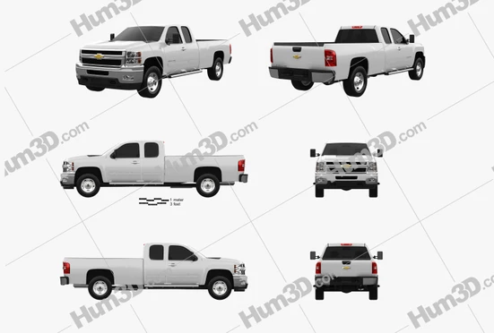 Chevrolet Silverado blueprints Download in PNG - 3DModels.org