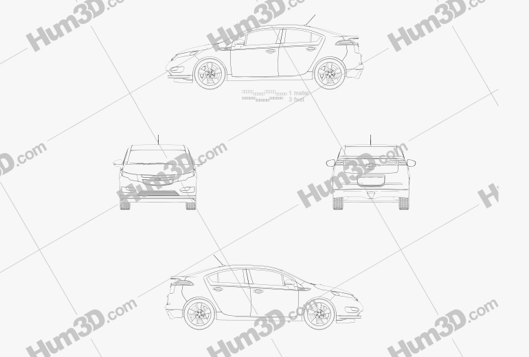 Chevrolet Volt 2014 Blueprint - 3DModels.org